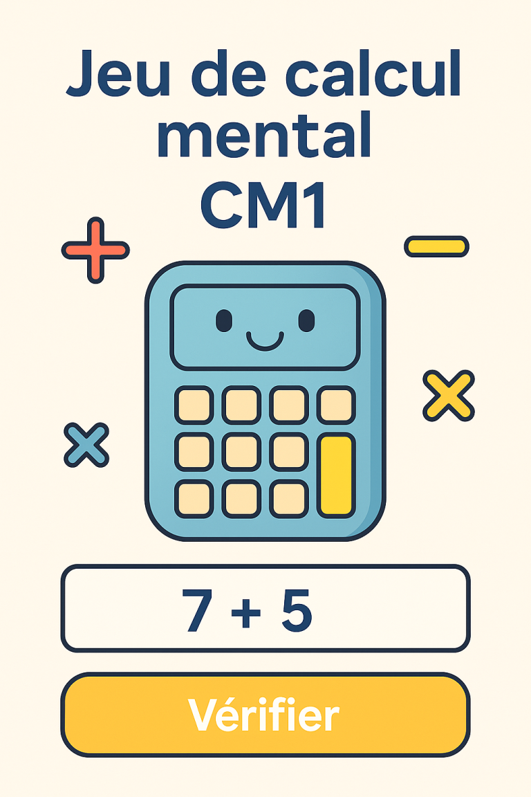 Jeu de calcul mental CM1-CM2 en ligne gratuit